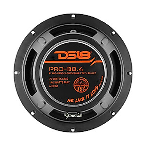 DS18 PRO-B8.4 Loudspeaker 8" Mid-Range Car Audio Speaker with Bullet 4-Ohms 140 Watts - Premium Quality Audio Speakers for Car or Truck Stereo Sound System (1 Speaker)
