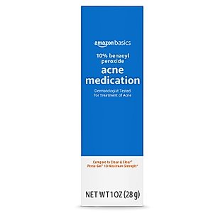 Amazon Basics 10% Benzoyl Peroxide Acne Medication, Maximum Strength, 1 Fluid Ounce