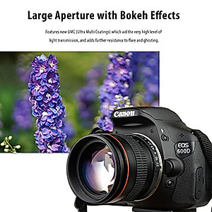 Lightdow 85mm F1.8 Medium Telephoto Manual Focus Full Frame Portrait Lens for Canon EOS Rebel T8i T7i T7 T6 T3i T2i 4000D 2000D 1300D 850D 800D 600D 550D 90D 80D 77D 70D 50D 6D 5D etc