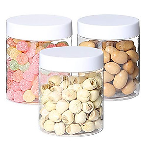 24Pack 8oz Plastic Jar Storage Container with White Lids Airtight Clear Wide-mouth Slime Storage Jars for Cosmetic Cream Light Clay