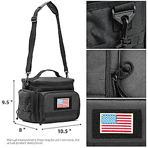 UMUFUKA Lunch Box for Men, Tactical Lunch Cooler Tote,Insulated Lunch Bag Adult, With Detachable MOLLE Water Bottle Pouch, Men Leakproof Lunch Bag for Work Picnic (Black)