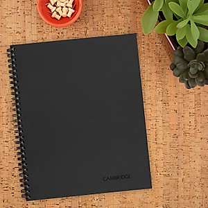 Cambridge 06132 Side Bound Guided Business Notebook, Linen, Meeting Notes, 11 x 8 1/4, 80 Sheets, Black