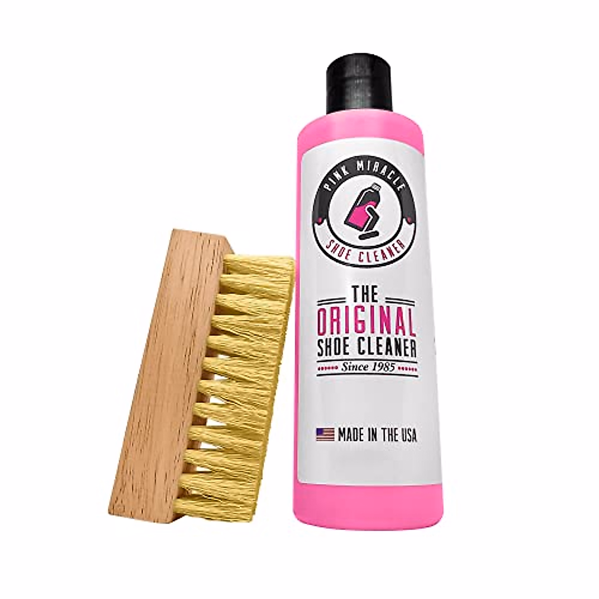 Pink Miracle Shoe Cleaner Kit Bottle Fabric Cleaner for Leather, Whites, and Nubuck Sneakers (4 Oz)