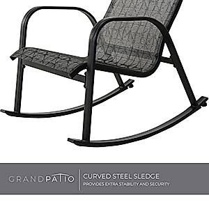 Grand patio Outdoor Mesh Sling Rocking Chair, Steel Rocker Chair Seating Outside for Front Porch, Garden, Patio, Backyard (Black&Grey Plaid 1PC)