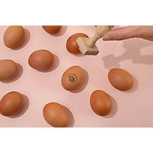 Stamp by Me | Egg Stamp | Chicken Egg Wooden Stamps | Personalized Rubber Stamper for Fresh Eggs | Custom Stamping | Egg Labels | Farm Stamp | Self Inking | Black Ink | Unique Designs| Mini Logo Stamp