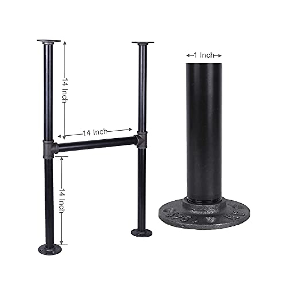 Niubid 28 Inch Industrial Pipe Table Leg Set - Iron Base LegsCoffee & End Tables, Desks, Nightstand - Vintage, Mid-Century Modern Aesthetic - Dark Grey Black Rough Pipes