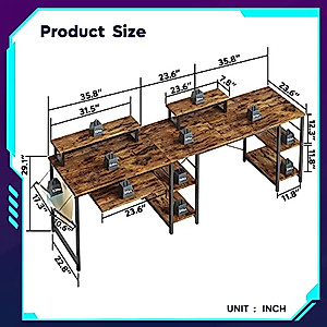 Bestier L Shaped Gaming Desk with Led Light 95.2 Inch Computer Corner Desk or 2 Person Long Table with Shelves Monitor Stand and Keyboard Tray for Home Office, Rustic Brown