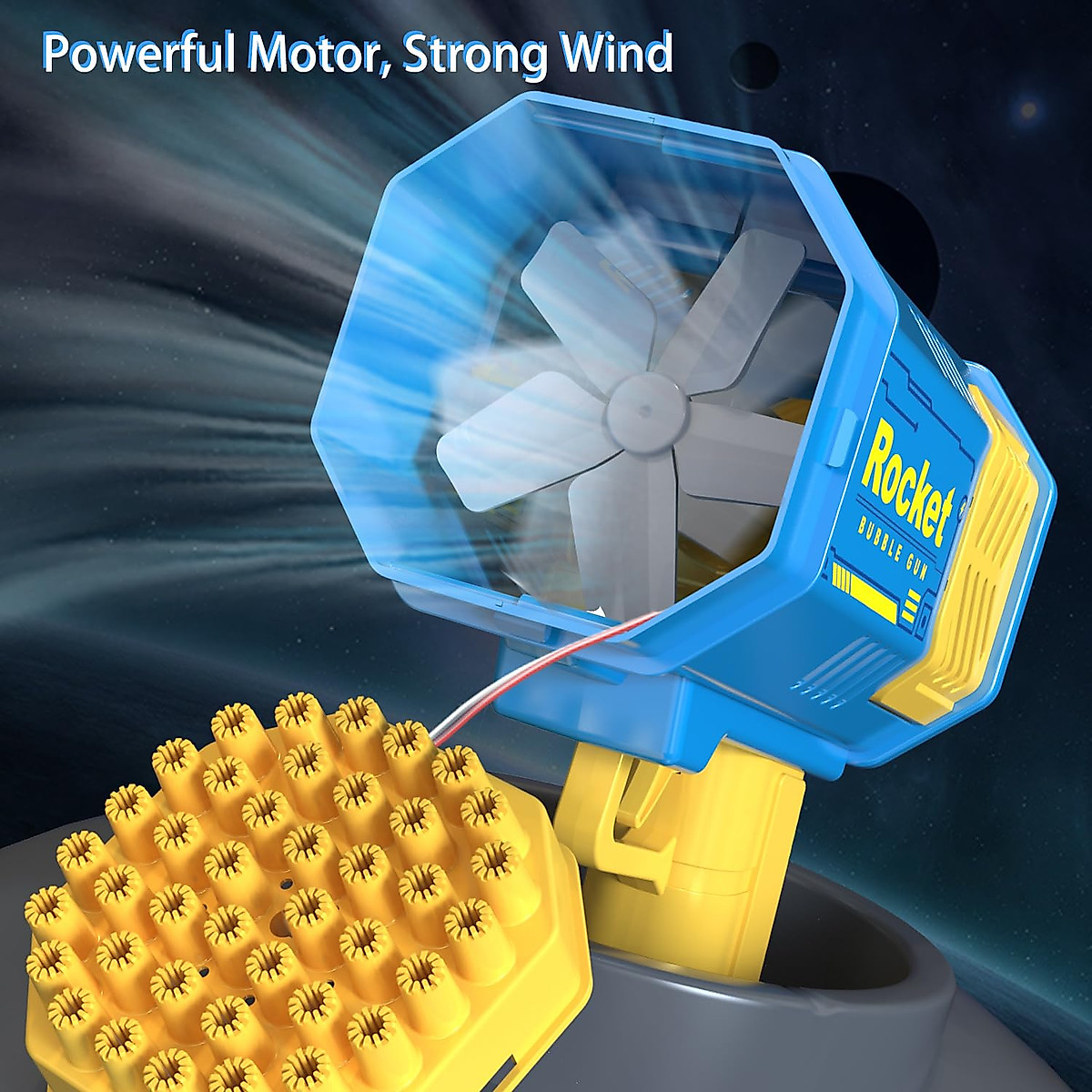 2 Pack Bubble Machine Gun for Kids, 40 Holes Rocket Bubble Maker with Light, Bubble Blaster Bubble Blower Toys Party Favor Graduation Outdoor Activity for Kids Age 3 4 5 6 7 8