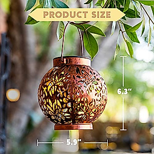 JOIEDOMI 2 Pack Outdoor Solar Hanging Lantern Lights, Waterproof Tabletop Solar Lights with Handle, LED Solar Powered Moroccan Lanterns, Metal Decorative Garden Lights for Patio, Lawn, Porch, Backyard