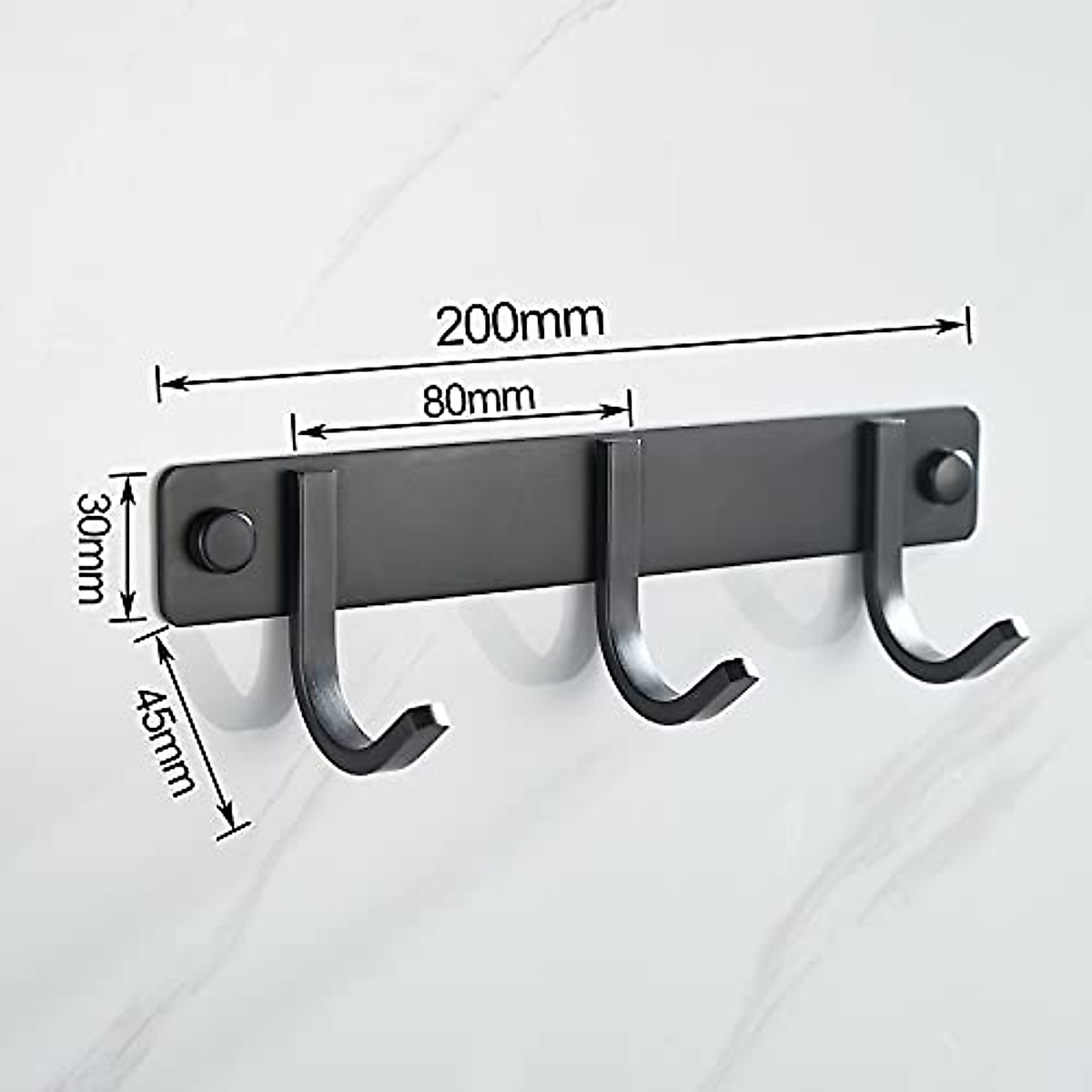 304 Stainless Steel Black Bathroom Hook Bathroom Toilet Towel Hook Coat Hook Row Hook Bath Towel Hook one-Piece Hook Kitchen Storage Hook Key School Bag Hook (Black, 3-Row Hook)…