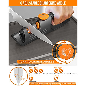 Kitchen Knife Sharpener Tool 6 Adjustable Sharpening Angle 14/16/18/20/22/24° Premium Manual & Handheld Knife Sharpener for Kitchen Knives Pocket Knife Sharpener