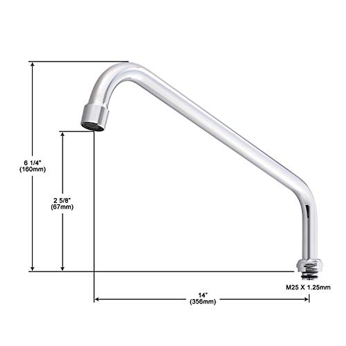 JZBRAIN 14" Swivel Gooseneck Spout for All JZBRAIN Commerical Faucet Wall Mount Kitchen Faucet Swing Nozzle Replacement 14 Inch