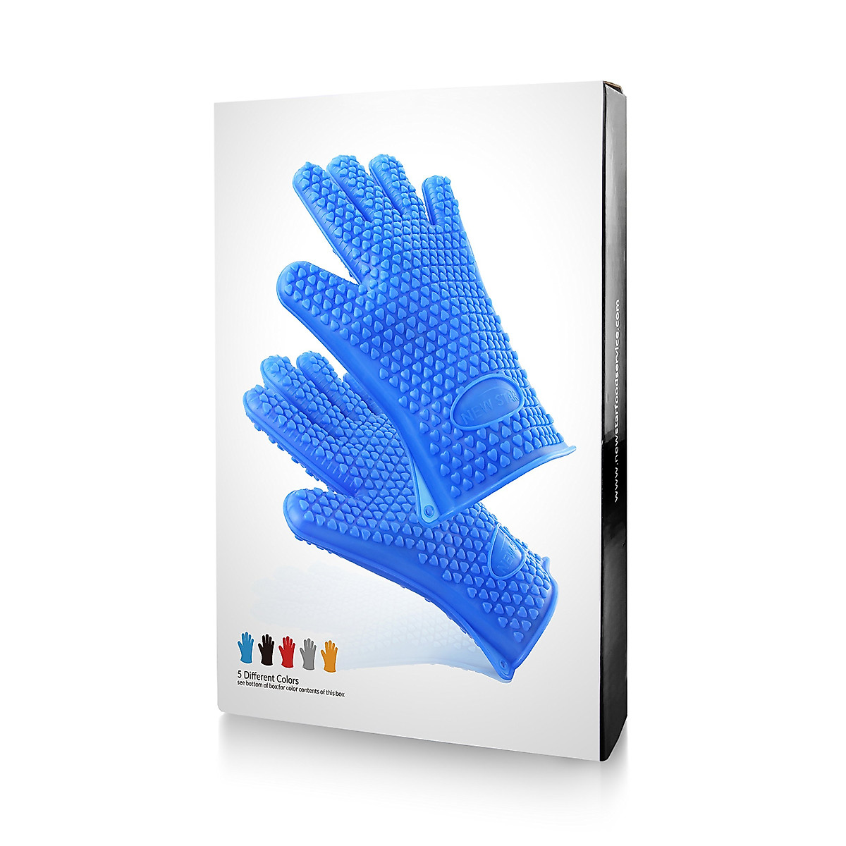 New Star Foodservice 32383 Commercial Grade Silicone Oven Mitts, Black, Set of 2