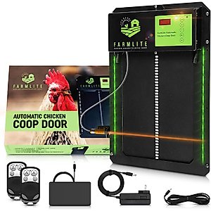 FarmLite Automatic Chicken Coop Door Opener | Non-Battery Powered Automatic Chicken Door | Automatic Coop Door with Timer, Light Sensor and Remote Control
