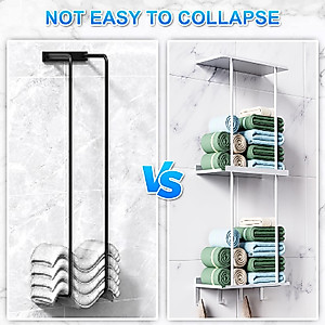 Foirfe 3 Tier Wall Mounted Bathroom Towel Storage Rack with Wood Shelf Space Saving Solution for Small Bathrooms Stylish and Functional Sliver Design