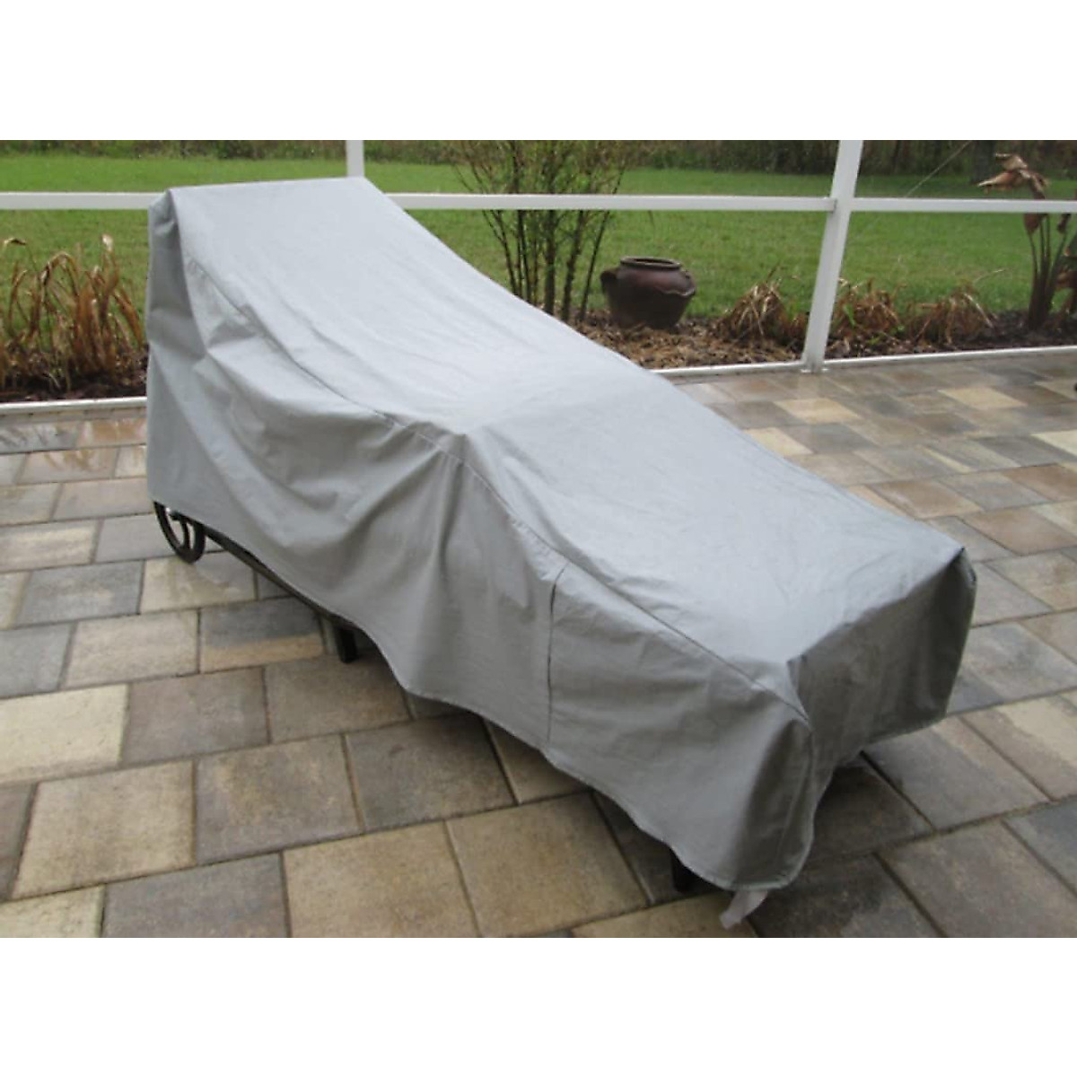 Patio Chaise Lounge Cover Grey Skyour Waterproof Heavy Duty Outdoor Recliner Cover SUN Pool Bench Chaise Longue Chair Furniture Covers for Garden Yard (2)