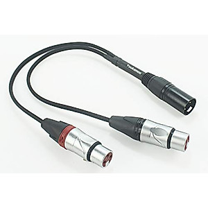 Youkamoo 4 Pin XLR to Dual 3 Pin XLR Female Silver Plated Audio Headphone Adapter Cable 1 FT 0.3M