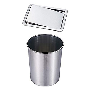 Pearlead Simple Trash Grommet for Kitchen Countertop with Auto Cover Built-in Polished Stainless Steel Grommets 7.87"(20cm) Countertops Garbage Can Door Chute Hole Drawer