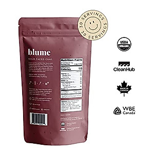 Blume Oat Milk Chai Latte - Organic Chai Source from India - Decaf Chai Tea Powder Super Latte with Milk Thistle, Fennel and Ginger Root - Sugar-Free, Gluten-Free and Vegan - Blend with Coffee, Tea or Smoothies - 30 Servings