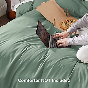 Bedsure Sage Green Duvet Cover Full Size - Soft Double Brushed Duvet Cover for Kids with Zipper Closure, 3 Pieces, includes 1 Duvet Cover (80"x90") & 2 Pillow Shams, NO Comforter