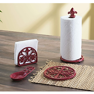 Fleur De Lis Cast Iron Napkin Holder, By Home Basics (Red) / Napkin Holders For Kitchen/Table Napkin Holder With Non-Skid Feet