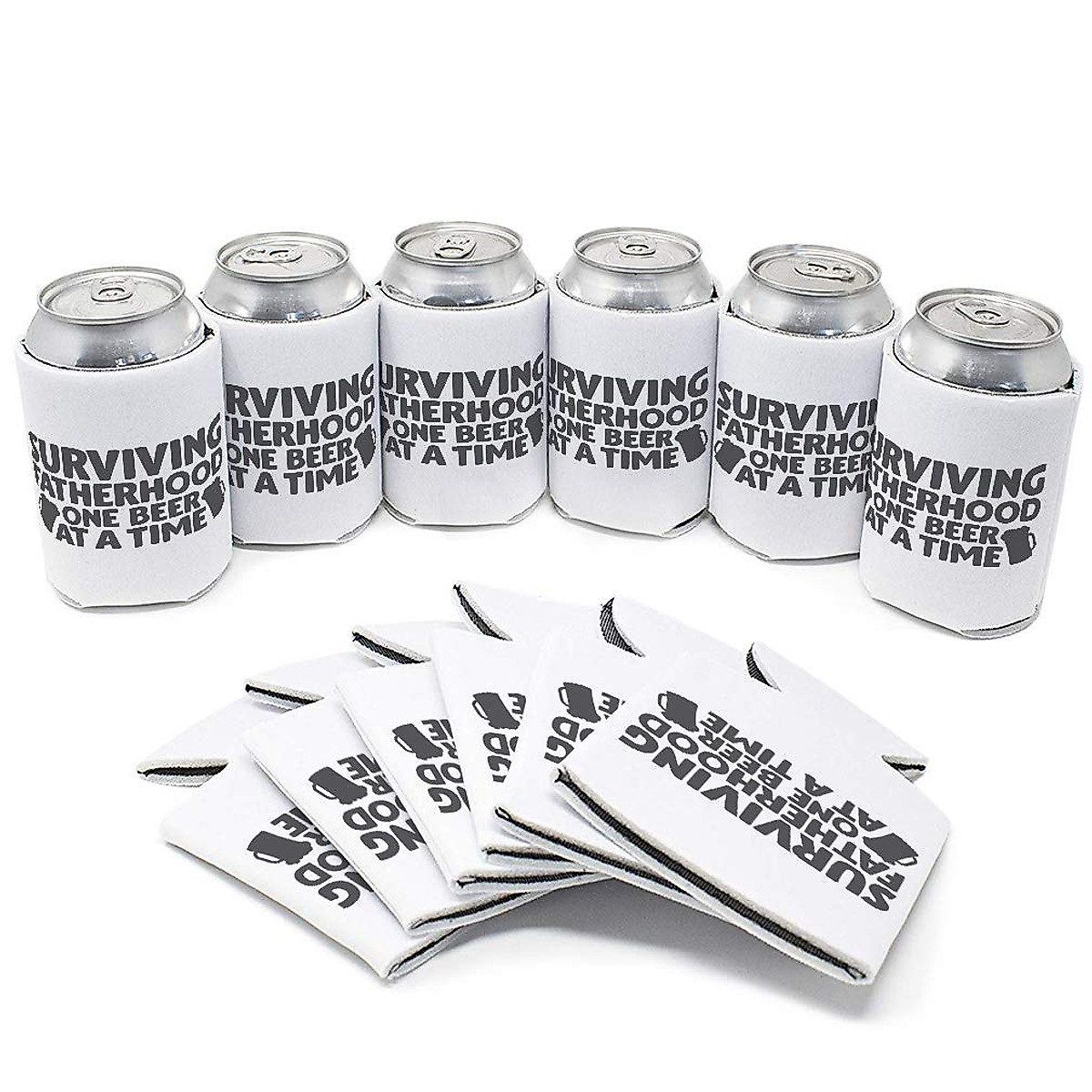 Sleeves for Cans Drink Cooler Surviving Fatherhood 1 Beer at A Time Dad Scuba Foam Party Cover