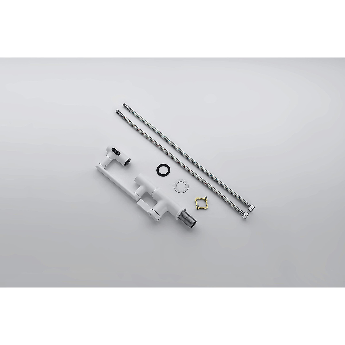 Lefton Rotatable Bathroom Faucet with Temperature Display in Fahrenheit (Batteries-Free), 3 Water Outlet Modes, White, BF2204-4