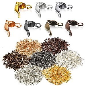 Syhood 1400 Pieces Bead Tips Knot Covers Clamshell Bead Tips for Jewelry Making Open Bead Tips Endcaps Fold-Over Bead Covers for DIY Bracelet Necklaces Earrings Keychains