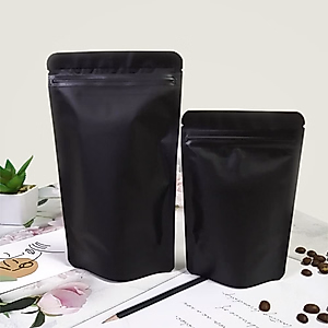 100 Pack Smell Proof Mylar Bags - 4 x 6 Inches Resealable Stand Up Ziplock Bags Food Storage Foil Pouch Matte Black