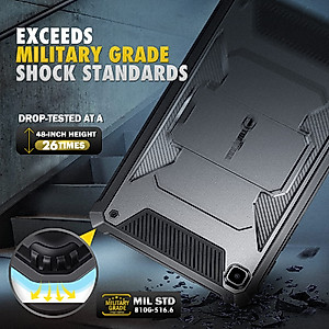 Fintie Shockproof Case for Samsung Galaxy Tab A7 Lite 8.7 Inch 2021 Model (SM-T220/T225/T227), Tuatara Rugged Unibody Hybrid Full Protective Bumper Kickstand Cover w/Built-in Screen Protector, Black