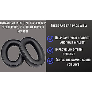 Premium Ear Pads Compatible with Sennheiser GSP 370, Sennheiser GSP 350, GSP 303, GSP 302, GSP 301 and GSP 300 Headphones. Premium Protein Leather | Soft High-Density Foam