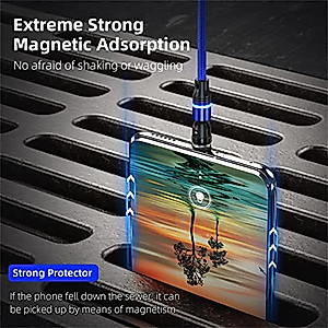 Losuesme Magnetic Charging Cable (1.6ft+3.3ft+3.3ft+6.6ft,4 Pack) 540° Rotation 3A Fast Charging Data Sync 3 in 1 Magnetic Phone Charger Cable Compatible with Android Micro USB Type C Phone Devices