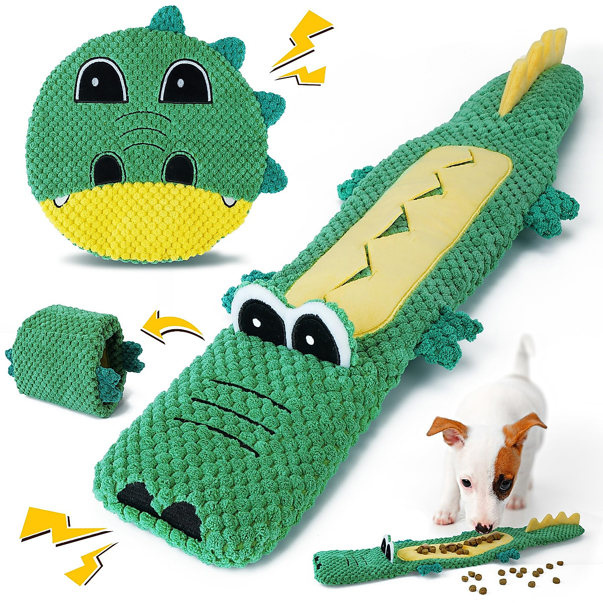 XIUGOAL Interactive Dog Toys for Small Medium Dogs - 2 Pack Puppy Toys for Boredom and Teething, No Stuffing Squeaky Puppy Chew Toys with Crinkle, Treat Dispenser and Holds a Bottle