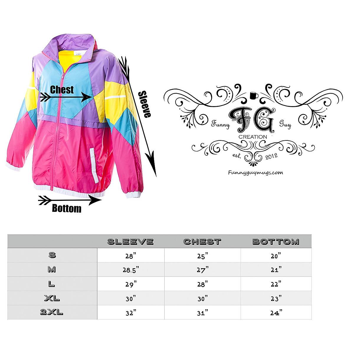 Funny Guy Mugs Like Totally 80s & 90s Retro Neon Windbreaker, Medium