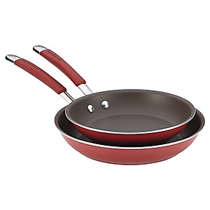 Rachael Ray Cucina Nonstick Frying Pan Set / Fry Pan Set / Skillet Set - 9.25 and 11 Inch, Cranberry Red