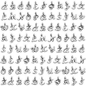 SANNIX 156Pcs/6 Sets ABC Letter Charms Mini A-Z Alphabet Bracelet Necklace Pendants with 200Pcs Open Jump Rings for DIY Jewelry Making