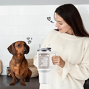 NIAXAUYT Dachshund Gifts for Women - Wiener Dog Gifts for Dachshund Lovers Tumbler 40oz - Birthday Gift for Dackel Owner/Mom Mug - Dachshunds Dog Facts Cup with Handle and Straw Lid