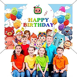 Birthday Party Supplies for Cocomelon, 5x3 Ft Birthday Backdrop for Cocomelon, Cartoon Family Party Decoration Banner for Baby Shower Birthday Party