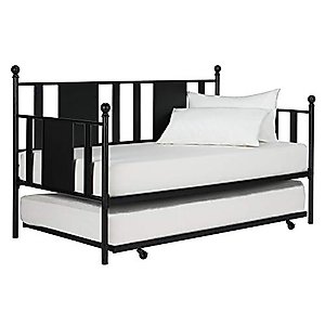 DHP Lavinia Metal Daybed with Trundle, Full Size Sofa Bed, Black