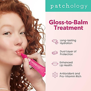 Patchology Lip Gloss for Women - Glossy, Clear Shine Hydrating Lip Balm with Aloe, Honey, Goji Berry Oil - Moisturizing Lip Treatment for Dry, Cracked Lips - Light, Clean for Soft, Smooth Lips (15ml)