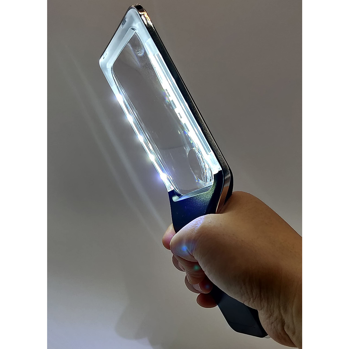 LED Handheld Magnifier for Reading 3x/6x Optical Magnifier for Low Vision, Visual Impairment, Magnifier for Seniors, Elderly People, Magnifier for Education, Office Work (Stepless Illumination adjust)