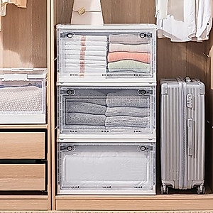 YUEHUA Collapsible Storage Bins with Lids, 40 Liter Large Storage Bins with Lids, Plastic Storage Bins, Plastic Tote for Home/Bedroom/Kitchen/Office/Travel