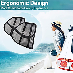 Bangled Lumbar Support, Car Lumbar Support with Double Breathable Mesh, Back Lumbar Support for Car and Office Chair (Black 2 Pack)