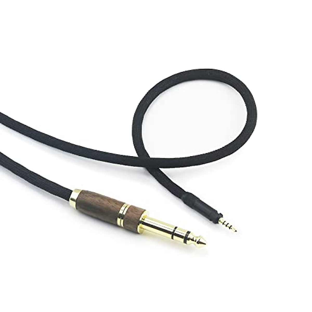 NewFantasia Replacement Audio Upgrade Cable 6N OCC Copper Single Crystal Silver Plated Cord Compatible with Sennheiser HD598 HD598SE HD560s HD598Cs HD598SR Headphone Walnut Wood Shell & 6.35mm Adapter