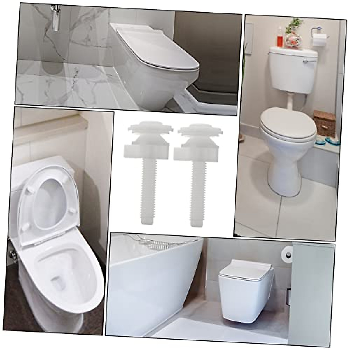 OSALADI Toilet Screws 8 Pcs Toilet Screw Toilet Bowl Seat Toilet Tank Bolts Ground Screw Toilet Hinge Toilet Seat Replacement Screws Plastic White Toilet Seat Cover Screws Water Tank Nut