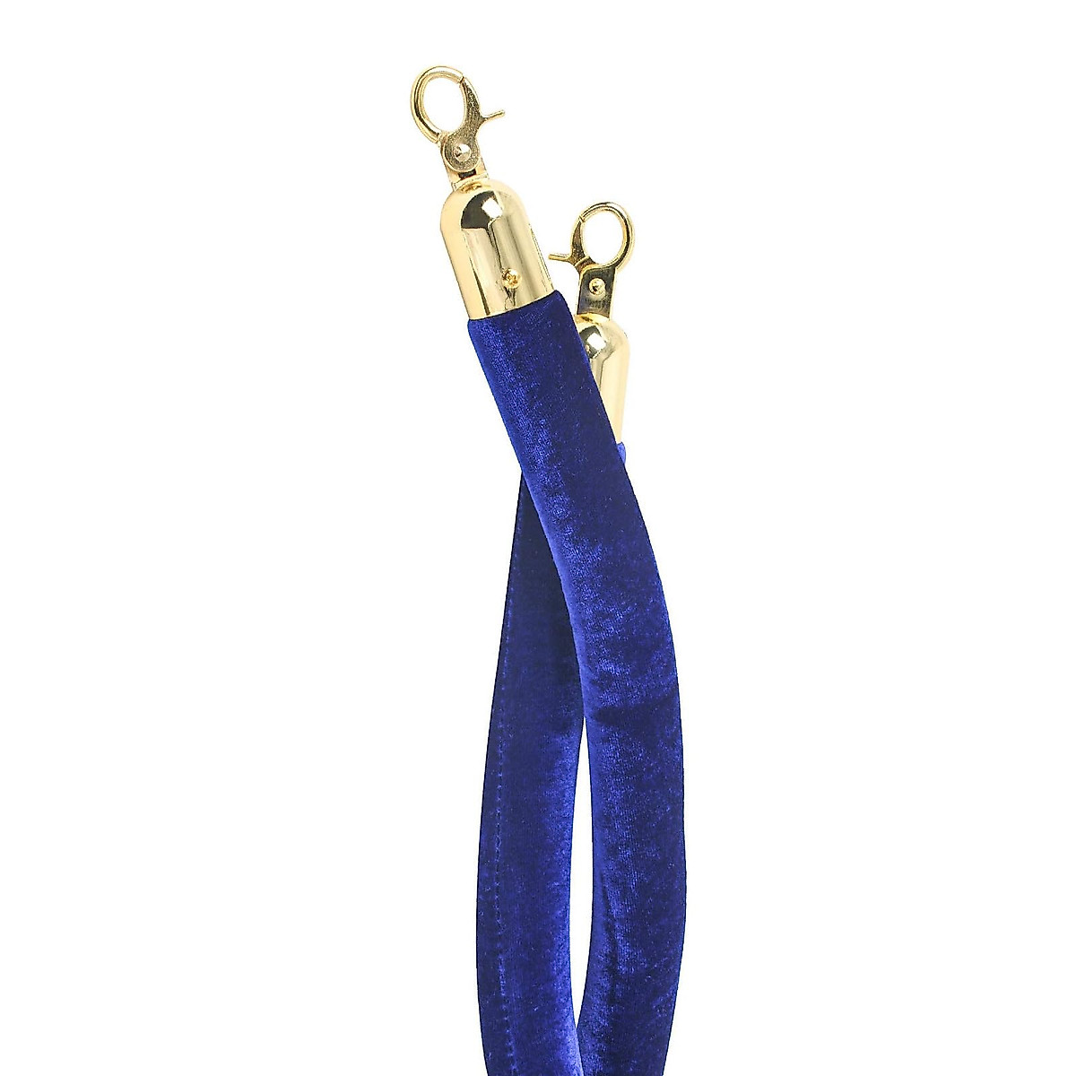 NovelBee 2 Pack of 5 Feet Velvet Rope with Gold Plated Hooks,Crowd Control Stanchion Post Queue Line Barrier (Blue)