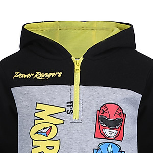 Power Rangers Boys’ Half Zip Up Hoodie for Little Kids - Black