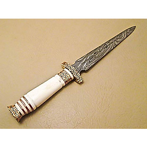 Skokie Knives Hand Made Damascus Steel Hunting Dagger Knife Handle Original Camel Bone with Perfect Grip