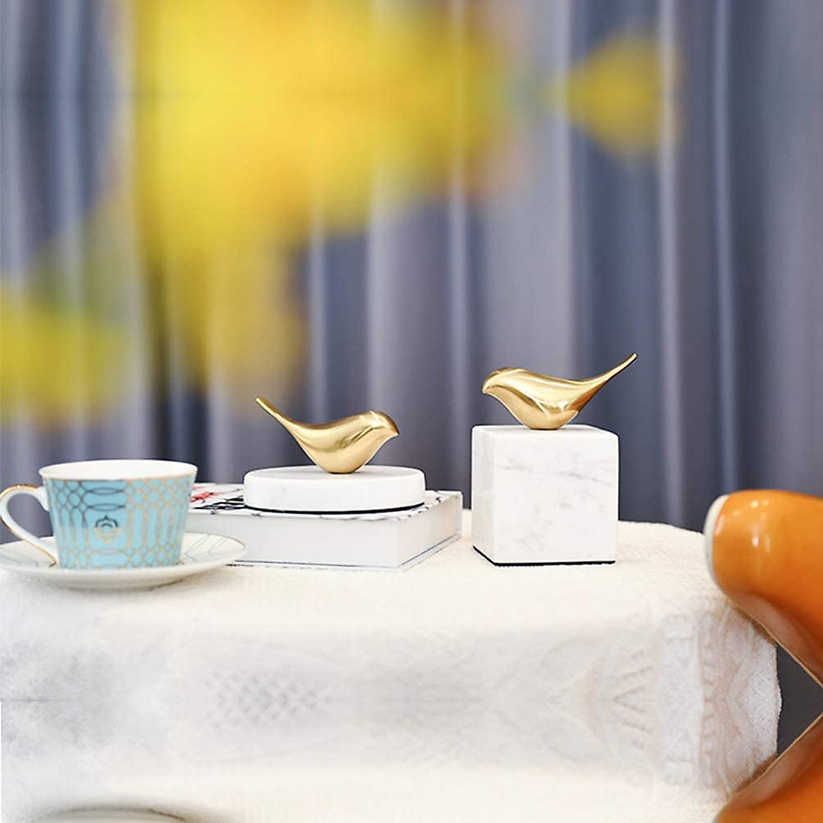 DreamsEden Brass Golden Bird Figurines, Small Gold Decorative Ornaments Modern Home Decor Accent