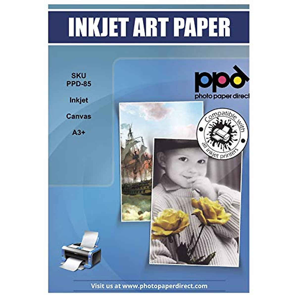 PPD Inkjet Canvas 100% Real Printable Cotton 13x19" 340gsm 125lbs x 10 Sheets PPD-85-10